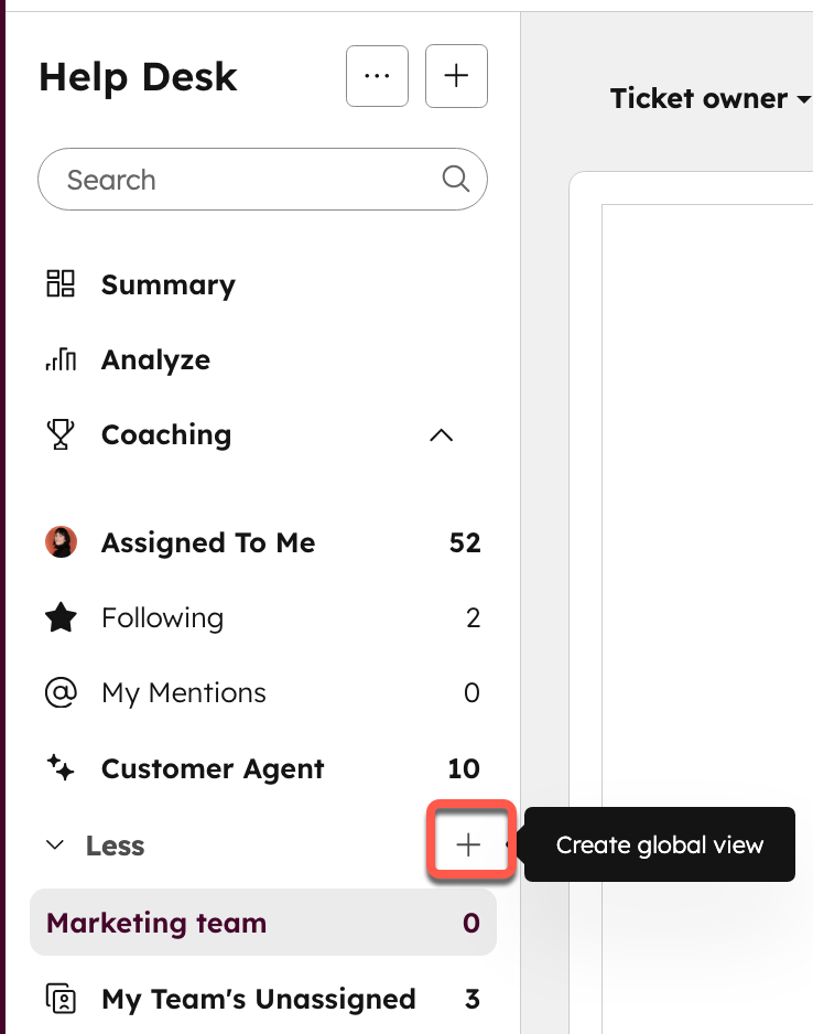 Organize teams and views in help desk